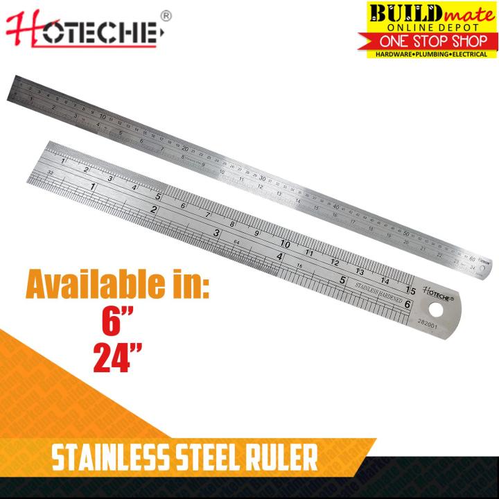 BUILDMATE Hoteche Stainless Steel Ruler 6" / 24" Inch | Lazada PH