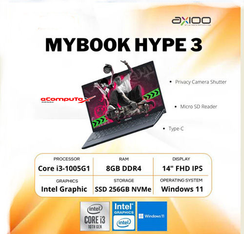 Axioo MyBook Hype 3 Core i3 1005G1 8GB SSD 256GB 14" FHD W11 - Resmi ...