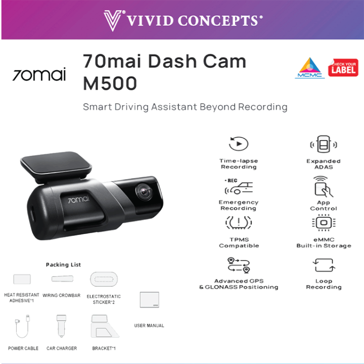 70mai Dash Cam M500 - Smart Driving Assistant Beyond Recording | Lazada