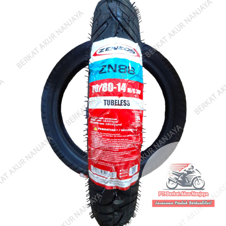 Ban Motor Matic 70/80 ring 14 ZENEOS ZN88 TUBELESS Bonus Pentil untuk ...