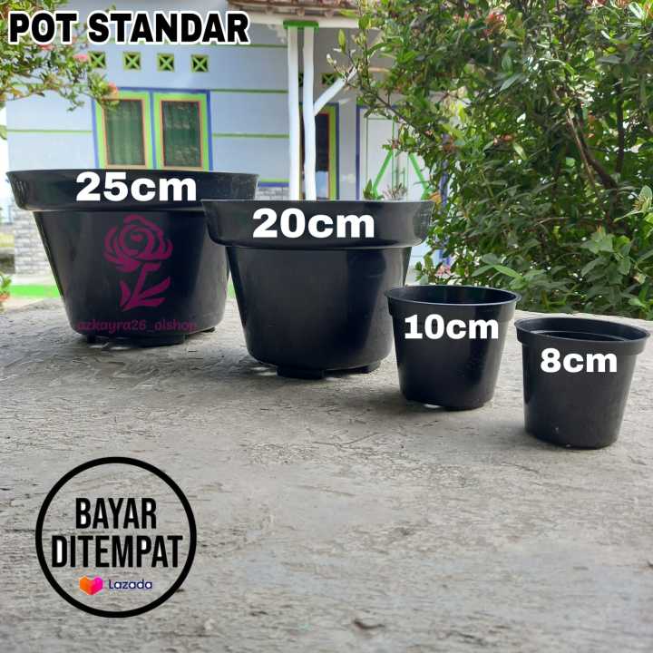 Pot Tani Standar Hitam Ukuran 10cm dan 25cm Vas Bunga Plastik Murah ...