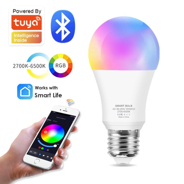 Bluetooth E27 Led Smart Bulb Tuya Smart RGB Lamp Ampoule Led Lights Bulb 15W 220V 110V Dimmable ...