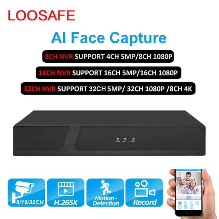 LOOSAFE 5MP HD 8CH 16CH 32CH NVR Network Video Recorder H.265X P2P HDMI ...