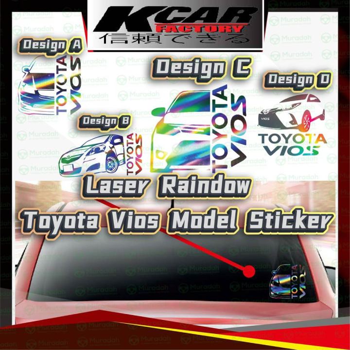 TOYOTA VIOS MODEL SHAPE&WORDS HIGH GRADE Laser Rainbow Sticker Toyota ...