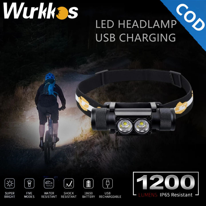 H25S Waterproof Headlight 18650 Headlight 5 Modes Dual Luminous SST40 ...
