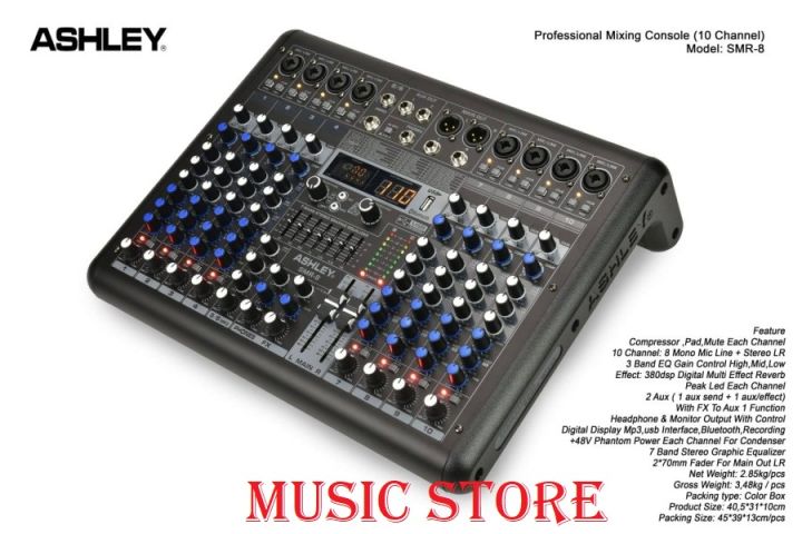 Mixer Audio Ashley SMR 8 Original 8 Channel Bluetooth | Lazada Indonesia