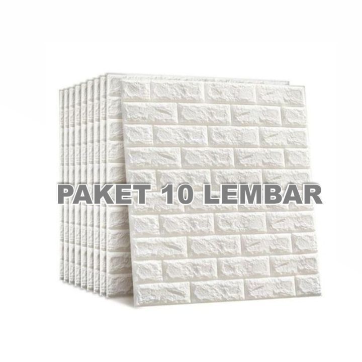 ( PAKET 10 LEMBAR ) Wallpaper 3D Modern Foam Batu Bata Wall Sticker ...