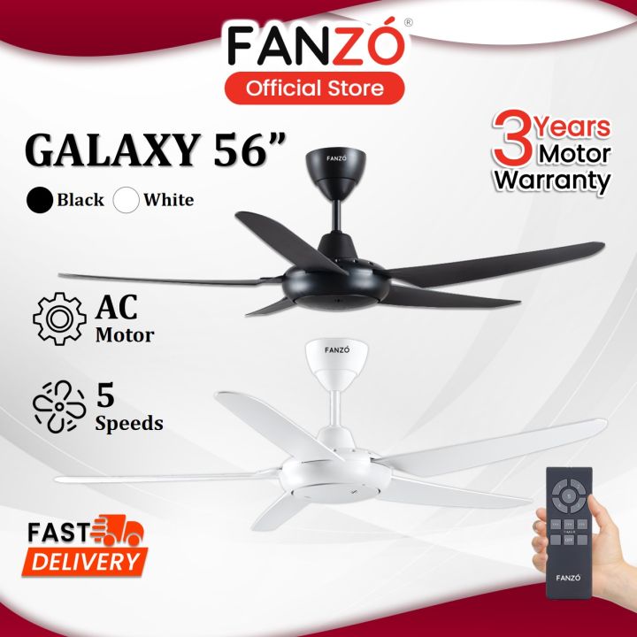 FANZO GALAXY 56" 5 Blades AC Motor Ceiling Fan with 5 Speeds Remote ...
