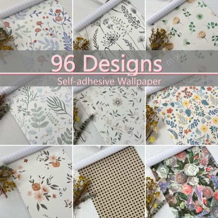 【96 Designs】 PVC Waterproof Wallpaper Self-adhesive Floral Wall Sticker ...