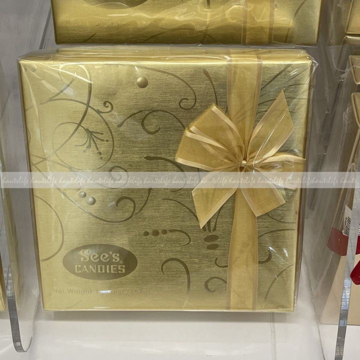 See's Candies, USA direct mail, Sees mixed chocolate organza bow gold ...