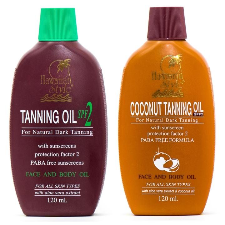 HAWAIIAN STYLE TANNING OIL SPF 2 120 ml. & COCONUT TANNING OIL SPF 2 120 ml. | Lazada.co.th