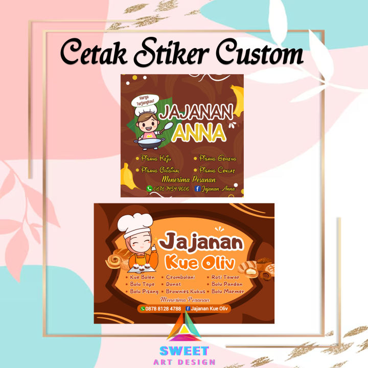 CETAK STIKER JUALAN NAMA SENDIRI CUSTOM BAHAN CHROMO STICKER KUE KERING ...