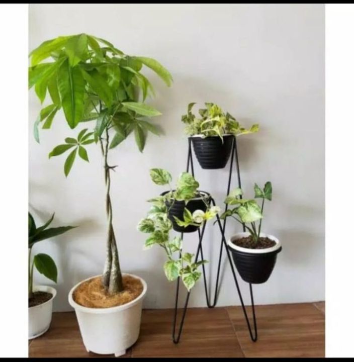rak bunga 3 lubang minimalis / standing pot besi 3 lubang / rak pot ...