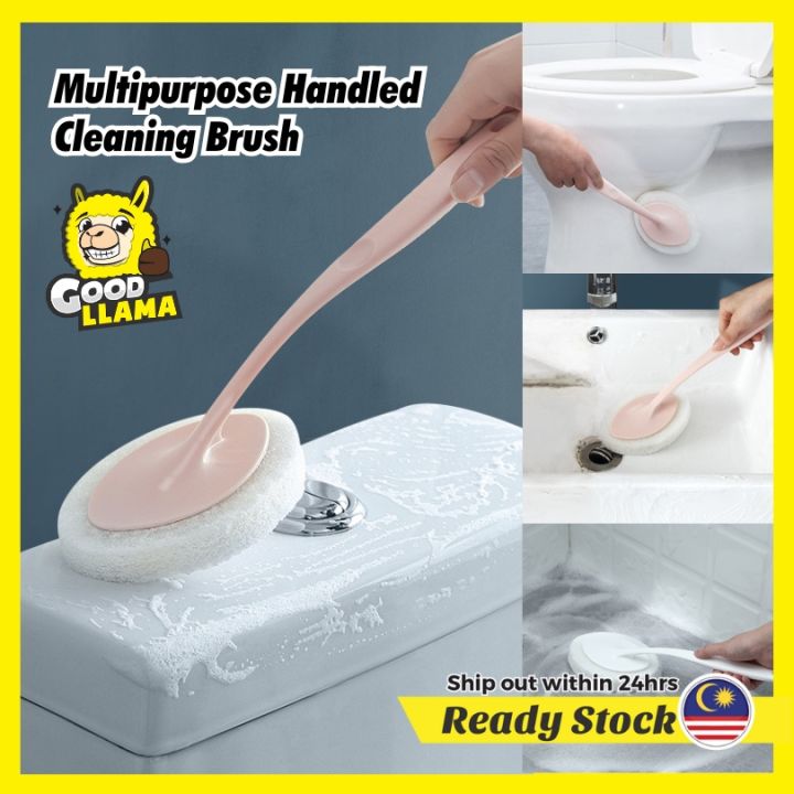 Multipurpose Bathroom Long Handled Cleaning Brush Sponge Pad Toilet ...