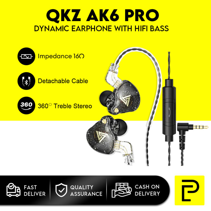 Qkz Ak6 Pro 1DD Dynamic Earphones HIFI Bass Earbuds In-Ear Monitor Earphone with Mic Removable ...