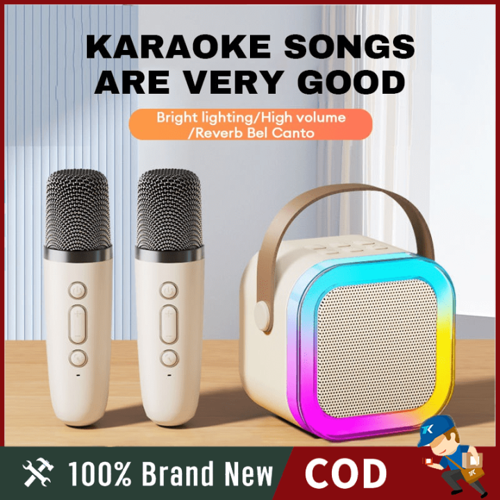 Karaoke bluetooth speaker Wireless Dual Microphone with microphone wireless microphone speaker ...