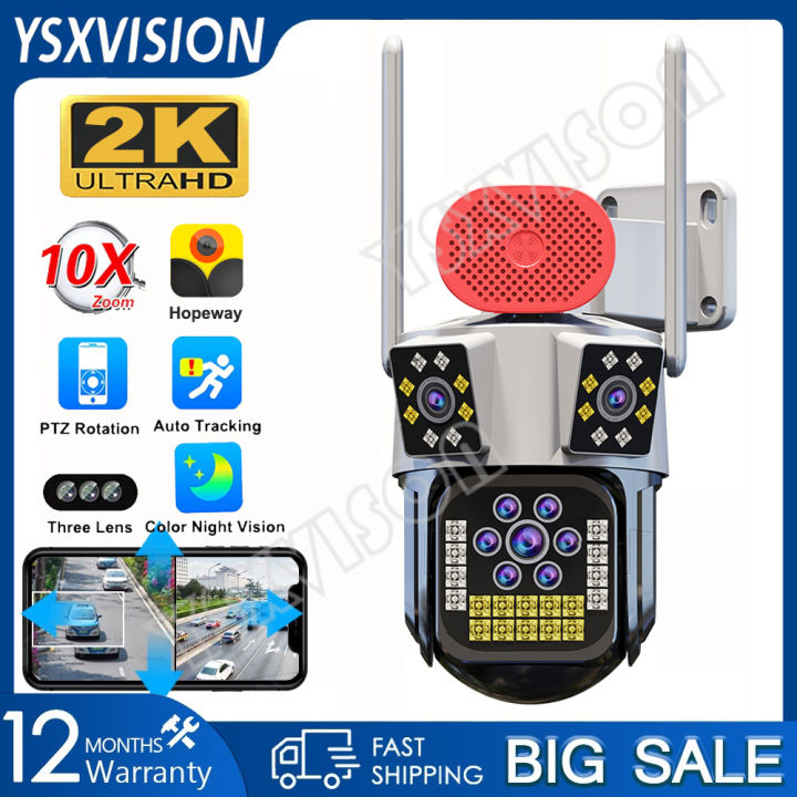 Three-Lens WIFI PTZ IP Camera 10x Zoom Detect Auto Tracking Color Night ...