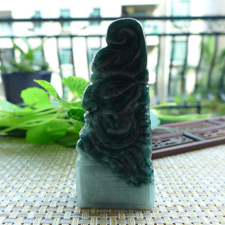 Jade seal Guan Gong natural jade original stone carving Guan Gong Ye ...