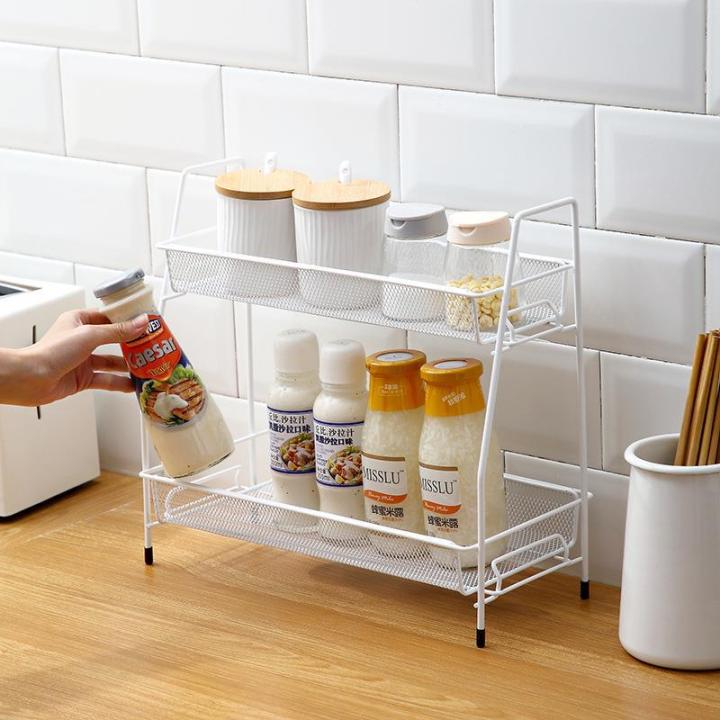 Desktop Double Layer Storage Rack Detachable Iron Kitchen Spice Rack ...