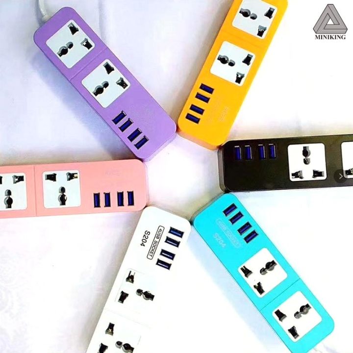 Universal Extension Power Socket With 2 Power Socket 4 USB HUB Cord ...