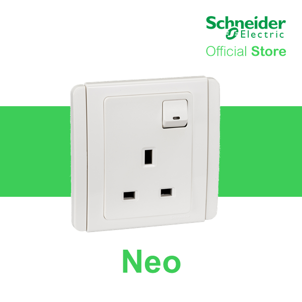Schneider Electric Neo 13A 1 Gang Switched Socket with White LED, White ...