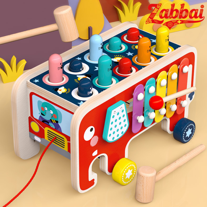 Zabbai รถของเล่น ลากจุงได้ ทุบตัวตุ่น ของเล่นไม้ กล่องกิจกรรม พัฒนาสมอง ...