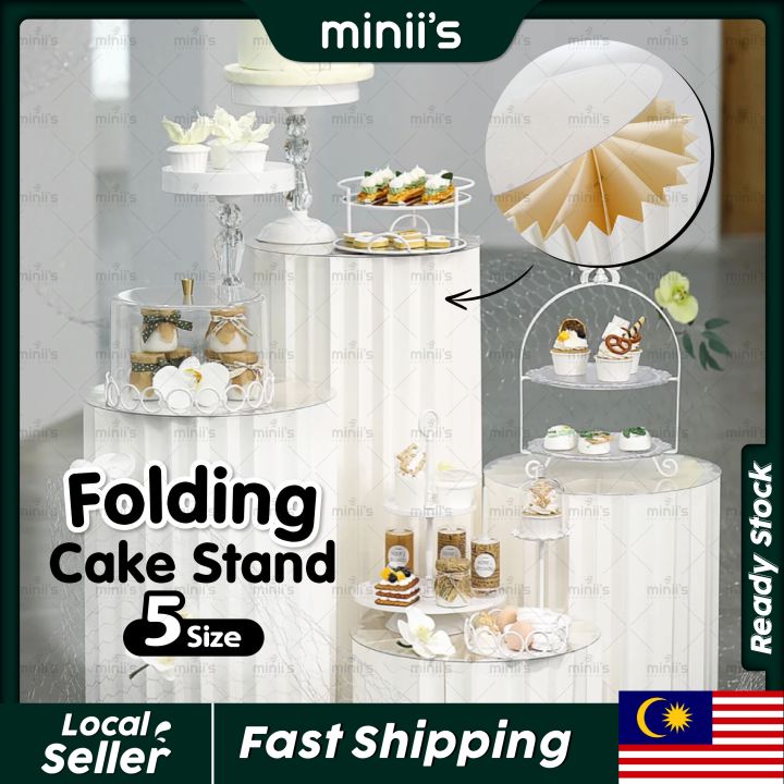 Miniis Folding Cake Stand Round Paper Dessert Table For Baby Shower ...