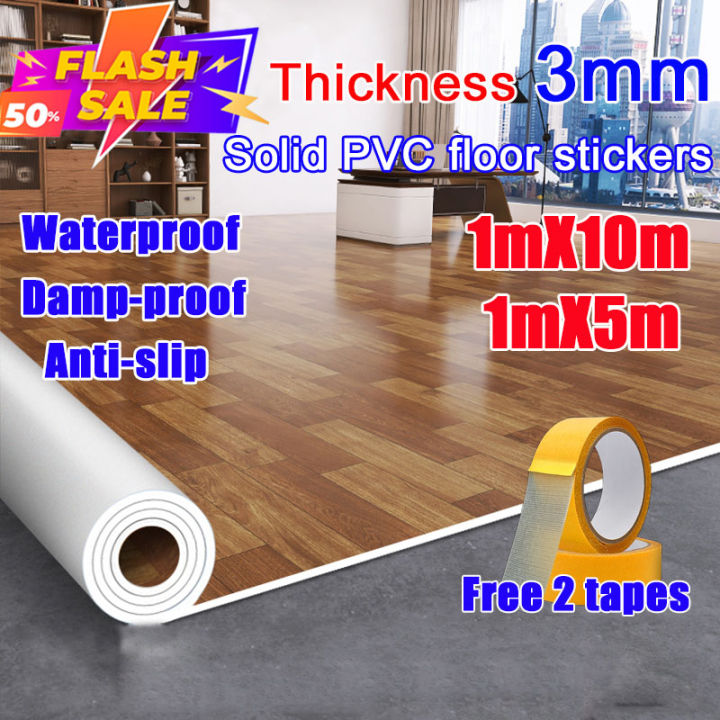 Pvc wood Grain 3mm floor tiles sticker waterproof Removable vinyl ...
