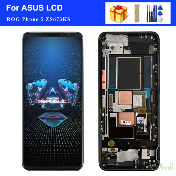 หน้าจอของแท้6.78 "สำหรับ Asus ROG Phone 5 ZS673KS,จอ LCD ชุดประกอบดิจิไทเซอร์สำหรับ Asus ZS673KS ...