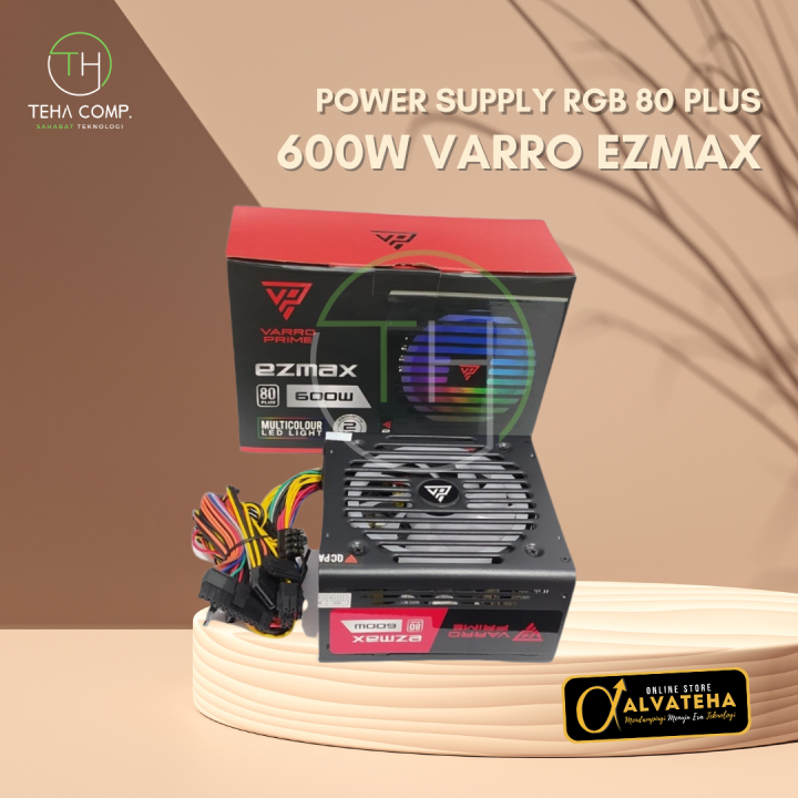 Power Supply PC Gaming 80 Plus 8 Pin RGB Varro Prime Ezmax PSU Gaming ...