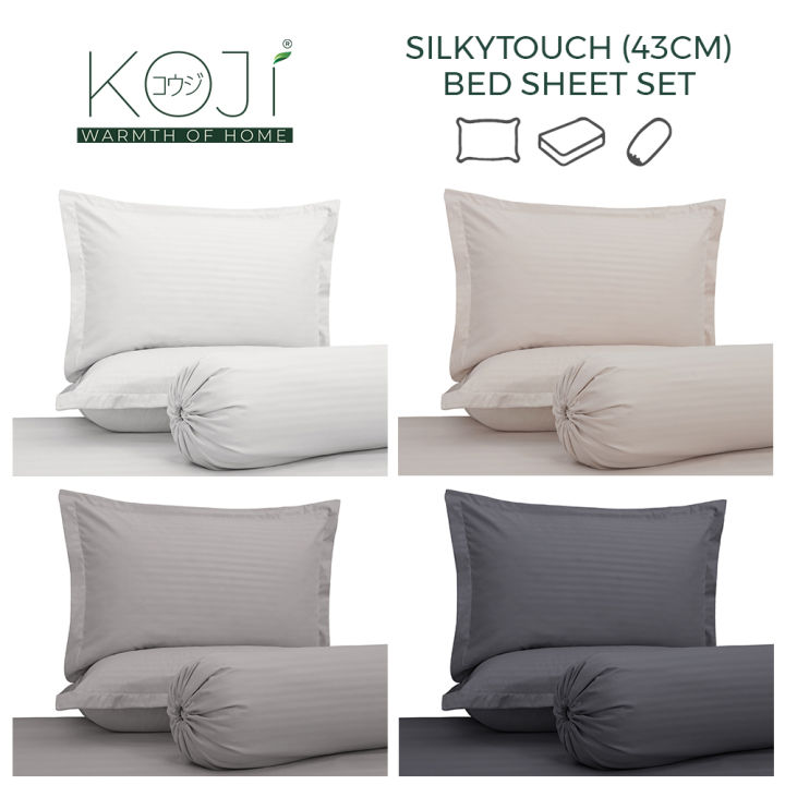 KOJI Silky Touch- Emboss Series- 43cm Deep Pocket- Microfibre Bed Sheet ...
