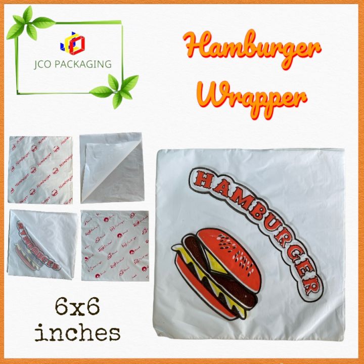 500pcs HAMBURGER WRAPPER / FOOD WRAPPER 6x6 Plastic approx 100pcs/pack ...