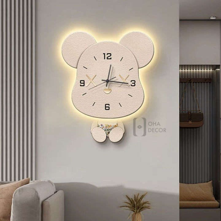 Tranh Đồng Hồ 3D LED Cắt Gấu Đáng Yêu Trang Trí Phòng Khách Quán Cà Phê ...