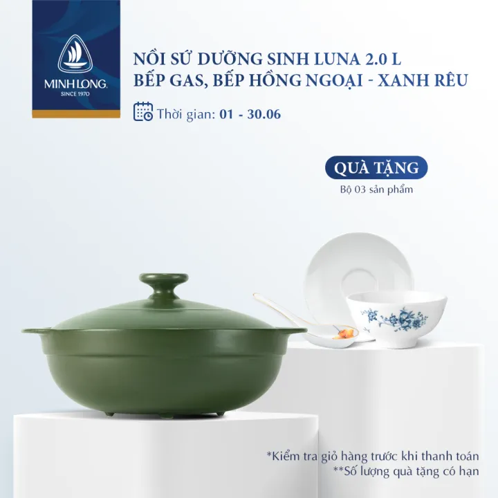 Nồi Sứ Dưỡng Sinh Minh Long Healthy Cook Luna 2.0 L - Dùng Cho Bếp Gas ...