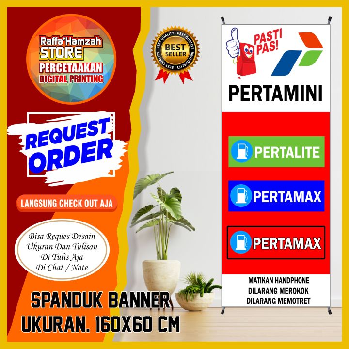Cetak spanduk, banner, backdrop Pertamini ukuran 60 x 160 cm | Lazada Indonesia
