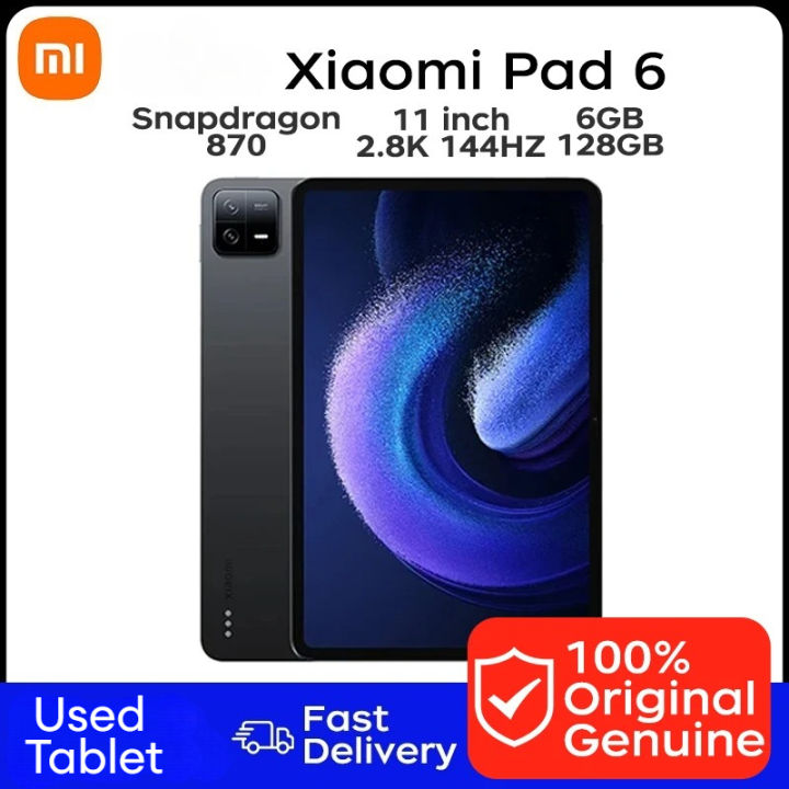 Used Tablet Xiaomi Pad 6 Tablet 11 Inch 2.8K 144Hz UHD Screen Snapdragon 870 CPU 6GB 128GB ...