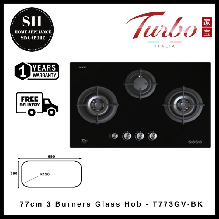 TURBO ITALIA: TURBO INCANTO T773GV-BK 77cm BURNERS BUILT-IN GLASS HOB - 1 YEAR WARRANTY | Lazada ...