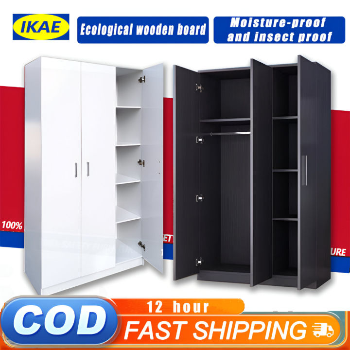 IKAE 3 Door Wood Wardrobe White Cabinet Bedroom Closet Megabox for ...