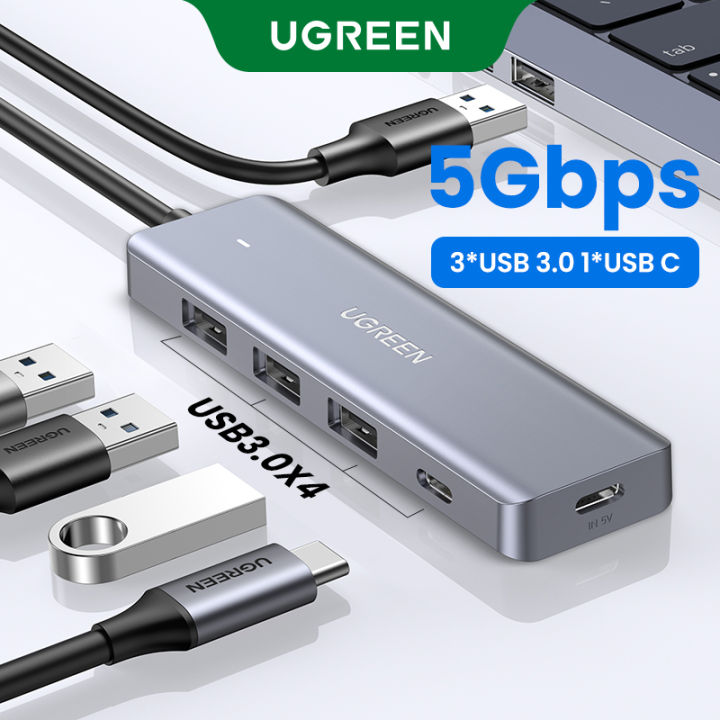 UGREEN 4-Port USB 3.0 Hub, 3 USB A Port 1 USB C Port Ultra Slim High-Speed USB Splitter Portable ...