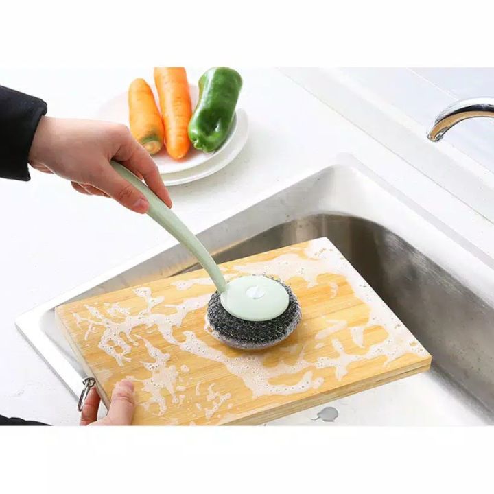 Sikat Kawat Cuci Piring Gagang Serabut Besi Stainless Steel | Lazada ...