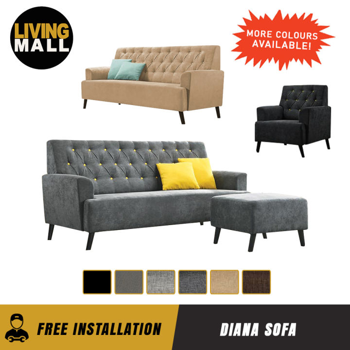 Living Mall Diana Series Fabric/Leather 1/2/3-Seater Sofa Set with ...