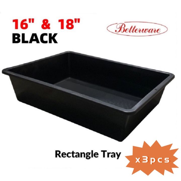 3 pcs Black Plastic Tray Rectangular Basin 5116 / 5118 **Suitable for ...