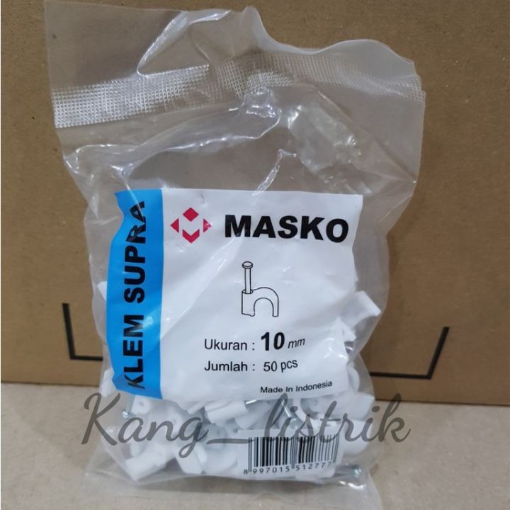 KLEM KABEL PAKU BETON NO 10 MM ( 50 PCS ) MASKO / CABLE CLIP LISTRIK ...