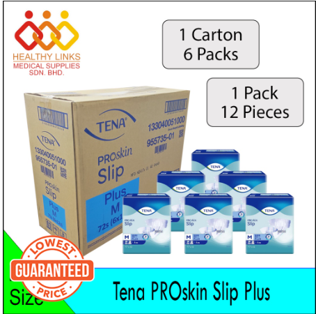 Tena PROskin Slip (1 Carton 6 Packs) - Plus (1 Pack 12 Pieces) / Super (1 Pack 10 Pieces) | Lazada