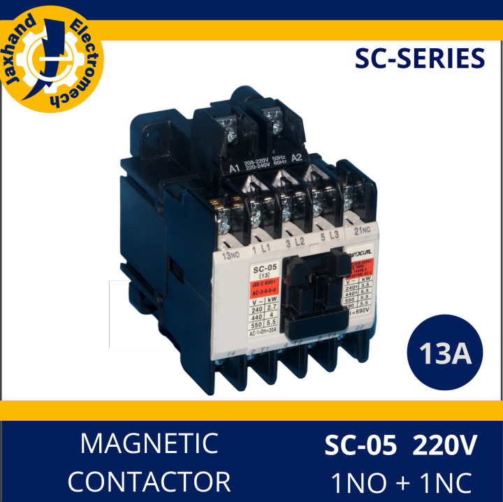 MAGNETIC CONTACTOR SC-05 (13A-220V / 12A-440V) THREE-PHASE 3.5kW/5.5kW 1NO + 1NC | Lazada PH