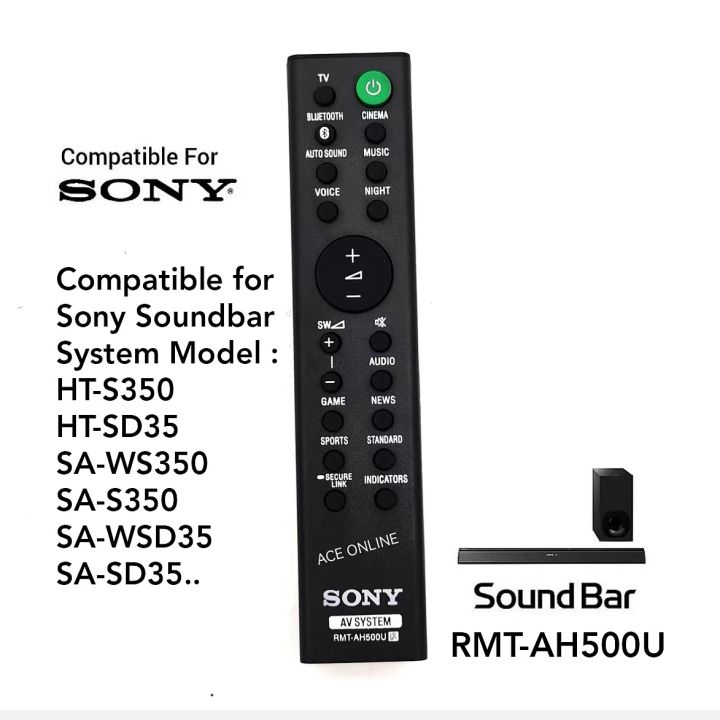 Sony Soundbar Remote Control RMT-AH500U Compatible With HT-S350 HT-SD35 SA-WS350 SA-S350 SA ...