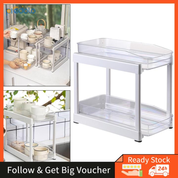 predolo Slide Out Drawer Storage Bins 2 Tier DIY Assembly for Cabinet ...