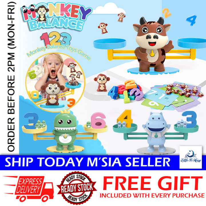 [Little B House] Montessori Math Monkey Match Balancing Scale Number ...