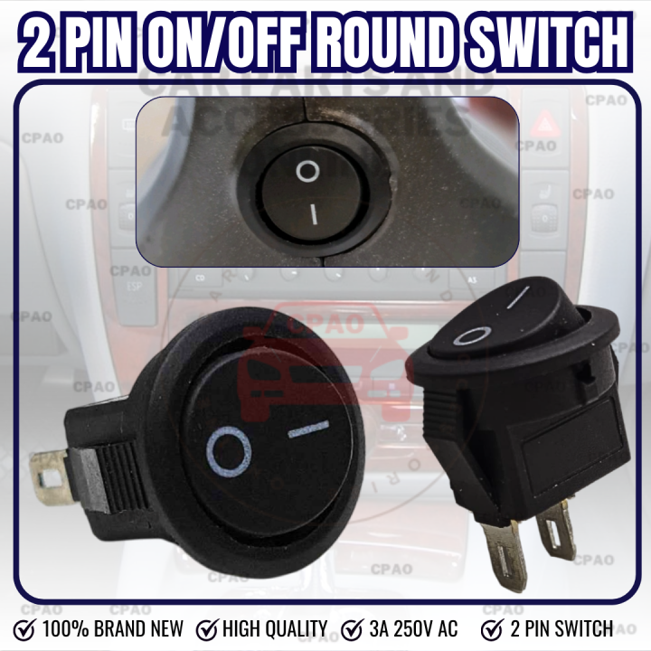 CPAO (1PC) 2 Pin On Off Round Auto Rocker Switch 3A 250V AC/ 6A 125V AC ...