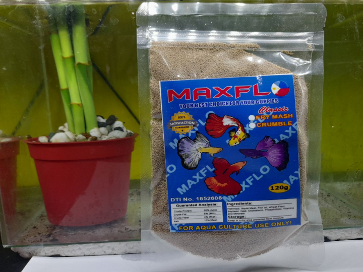 FISH FOOD MAXFLO CRUMBLE 120grams for Juvenile and Adult Guppies ...
